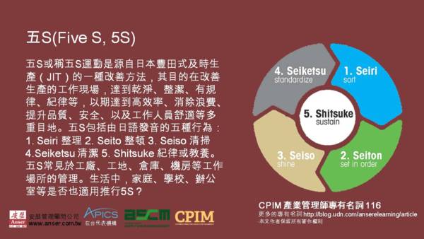 五S(Five S, 5S) - 安瑟供應鏈及物流運籌管理專有名詞 - udn部落格
