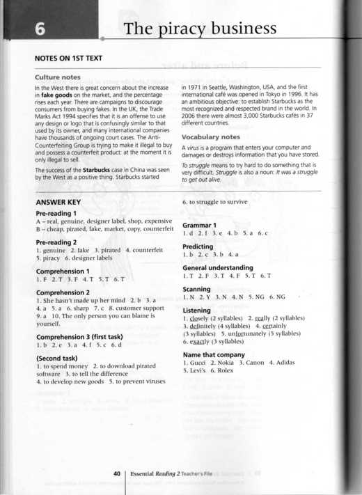 982 Essential Reading 2_Unit 6 Piracy Business_Answer Key - Dalloway68 ...
