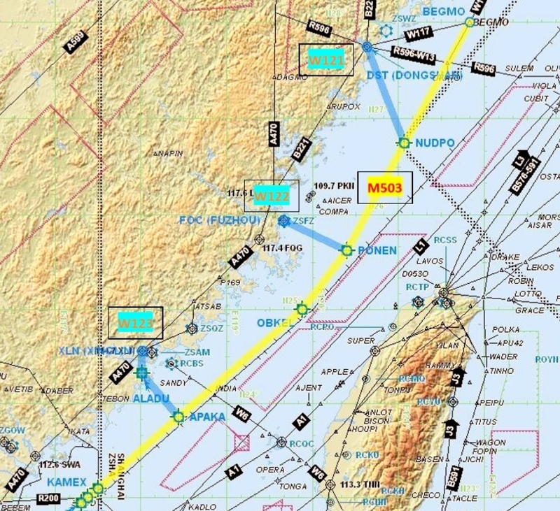 大陸在海峽中線建立M503航路 - 會管飛機卻不會飛的網誌 - udn部落格